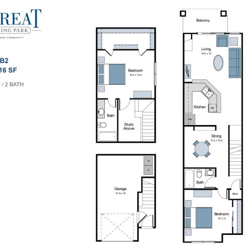 B1 | 2 Bed Apartment | Retreat at Spring Park