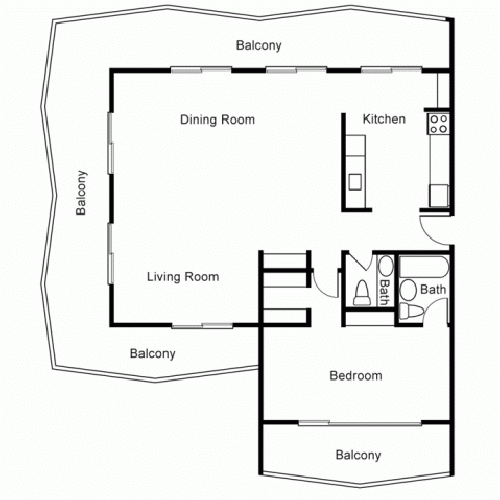 Standard 2BR/2BA | 2 Bed Apartment | Hopkins House Apartments