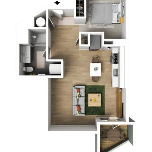 Studio Type A | Studio | River House Apartments